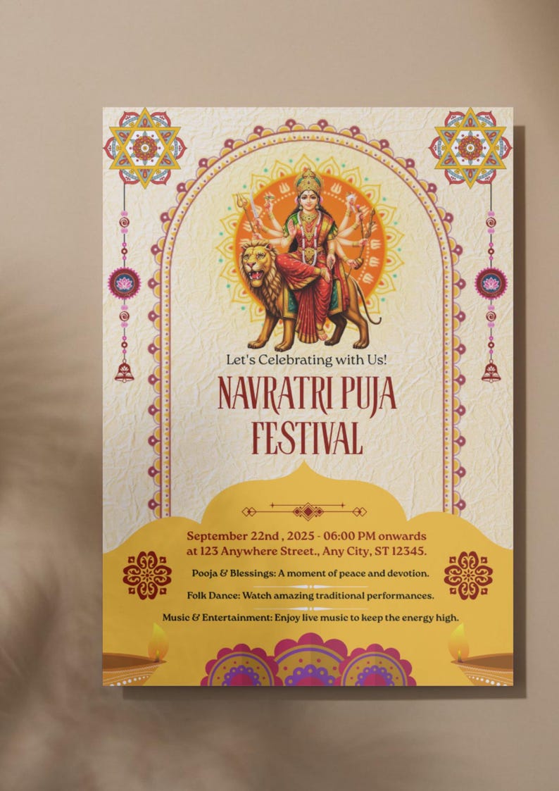Navratri Golu Invitation: Editable Durga Puja Digital Invite (canva ...