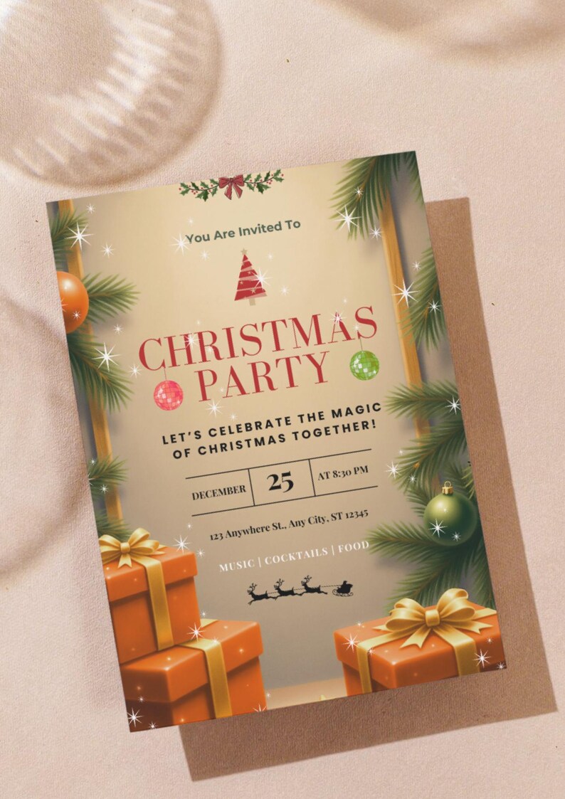 Christmas Party Invitation Template, Holiday Canva Evite (digital) - Etsy
