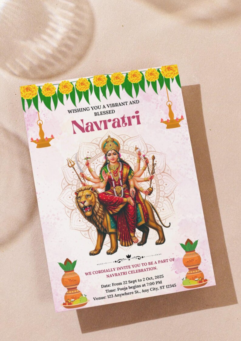 Navratri Golu Invitation: Editable Durga Pooja Digital Invite - Etsy