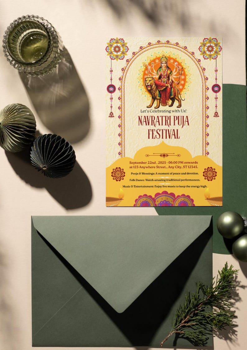 Navratri Golu Invitation: Editable Durga Puja Digital Invite (canva) - Etsy