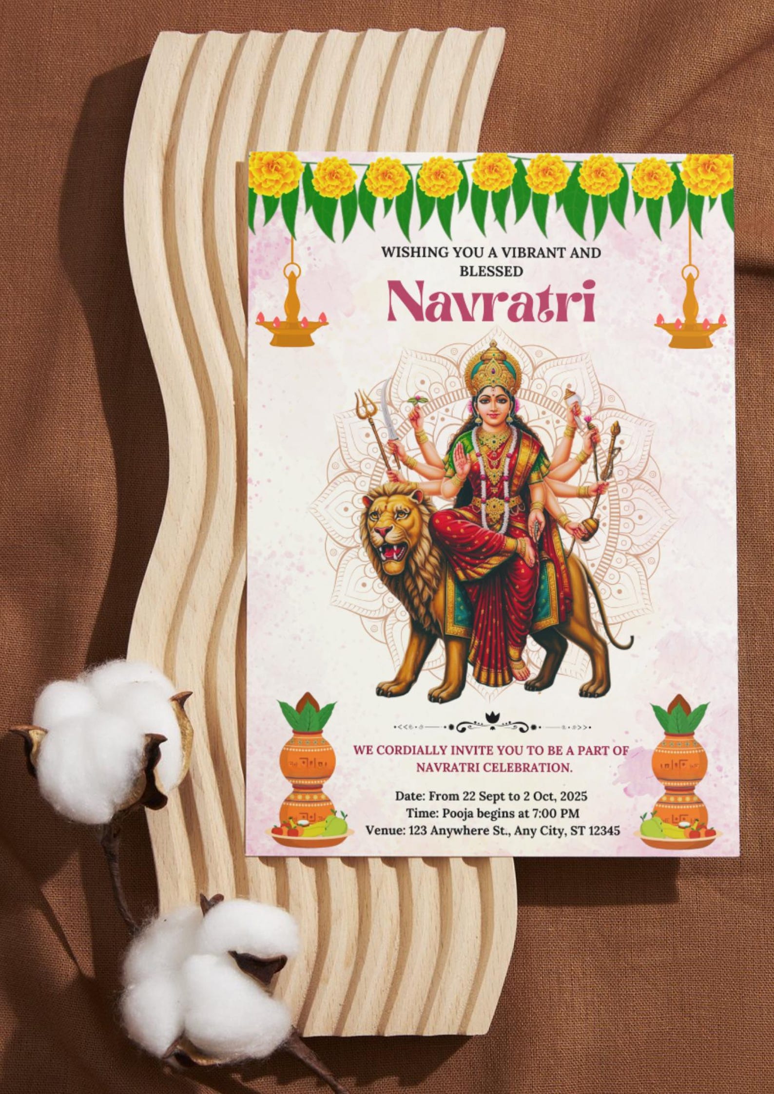 Navratri Golu Invitation: Editable Durga Pooja Digital Invite - Etsy