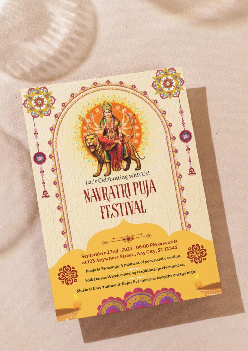 Navratri Golu Invitation: Editable Durga Puja Digital Invite (canva) - Etsy