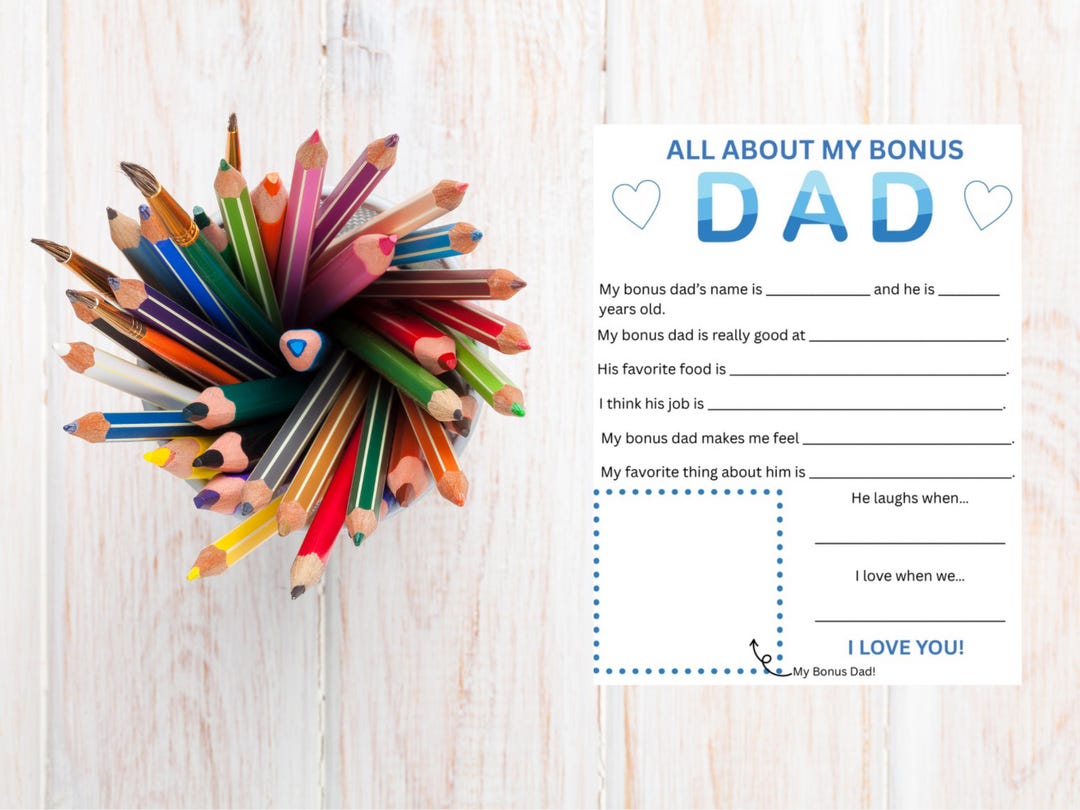 All About My Bonus Dad Printable – Father’s Day Activity for Kids ...