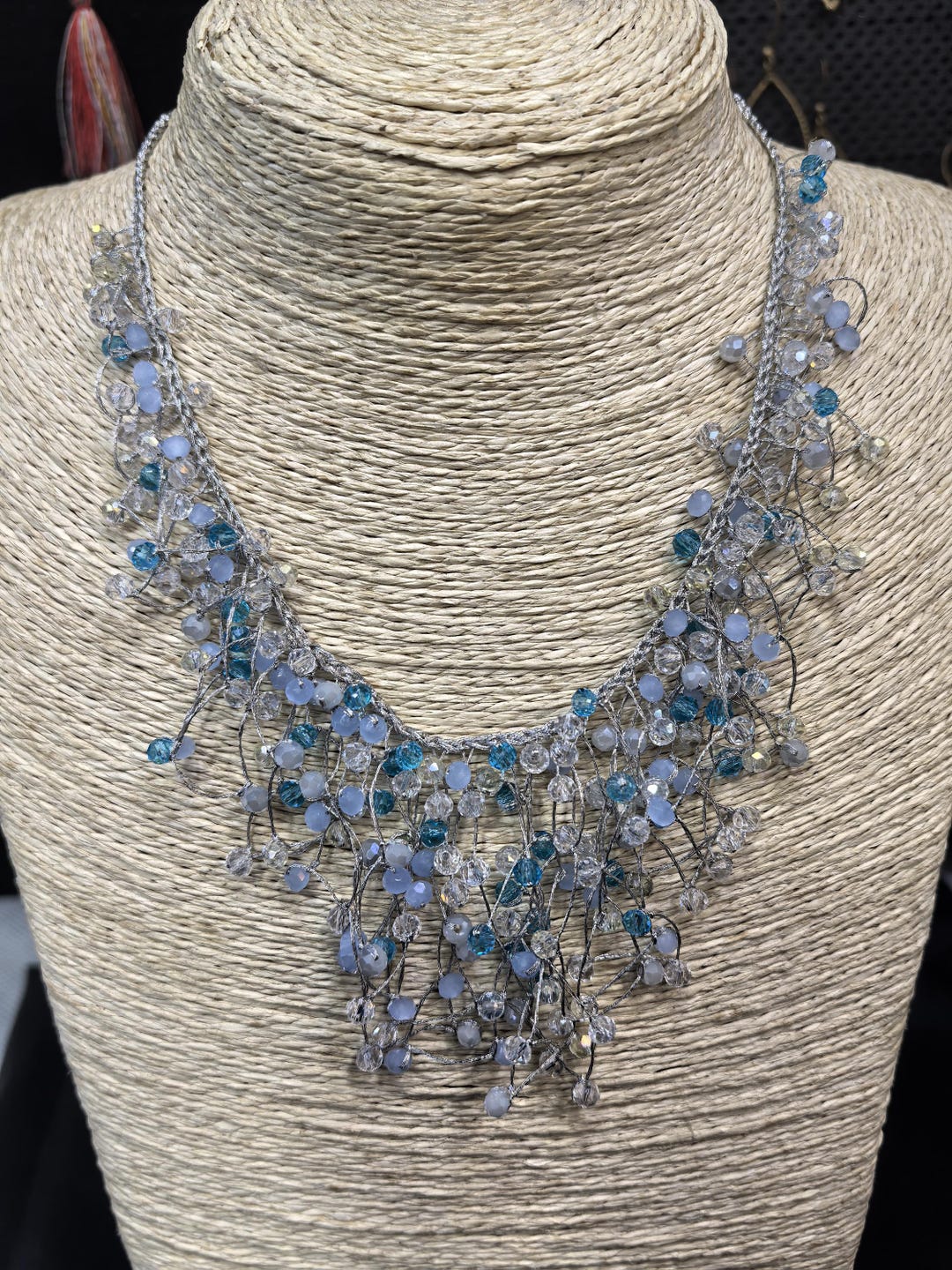 Crystal Crocheted Silk Thread Necklace - Etsy