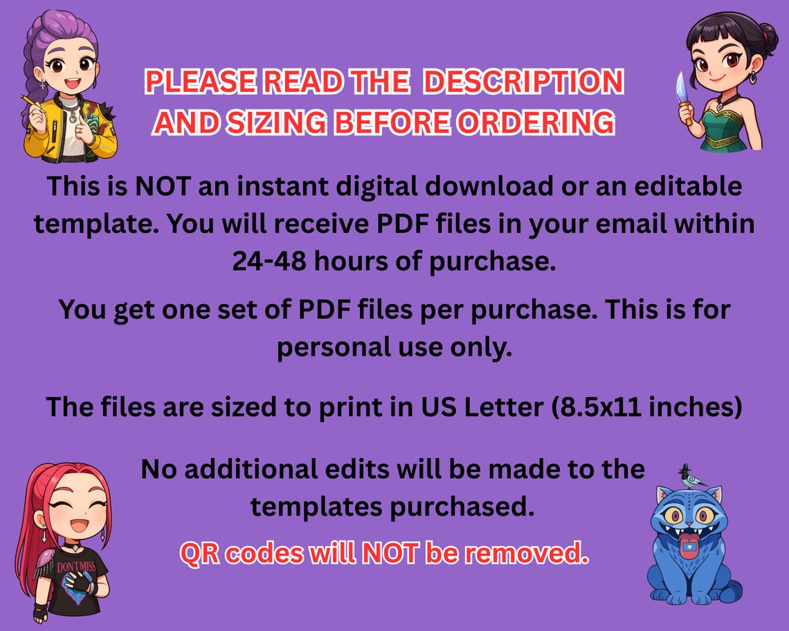 Custom Printable Demon Hunters Party Favors Labels. Chip Bags. Gable ...