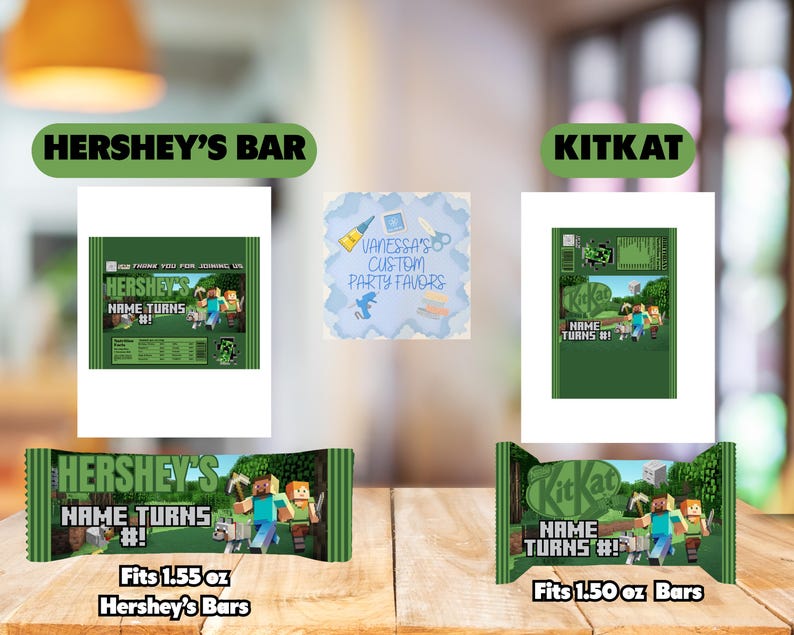 Custom Printable Minecraft Party Favors Labels. Chip Bags. Gable Boxes ...