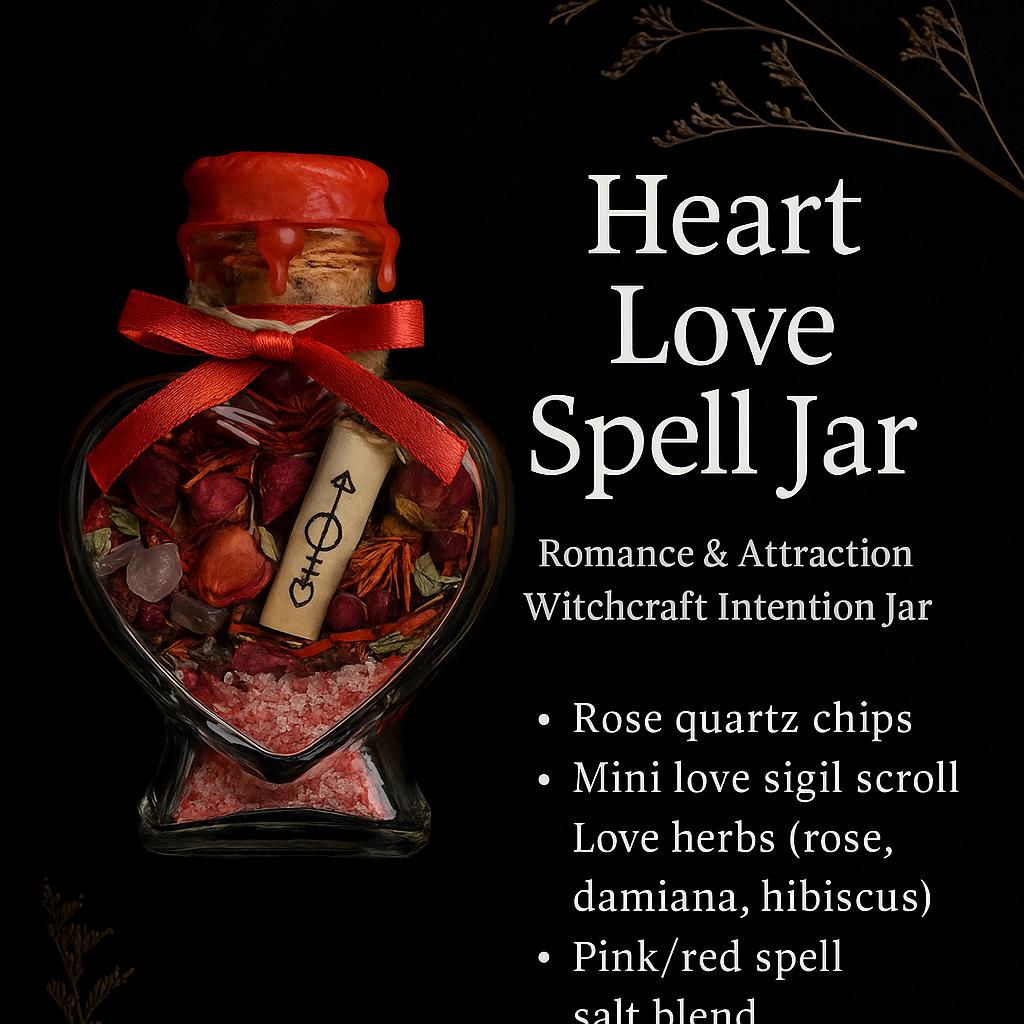 Heart Love Spell Jar: Handmade Crystal & Herb Intention Charm - Etsy