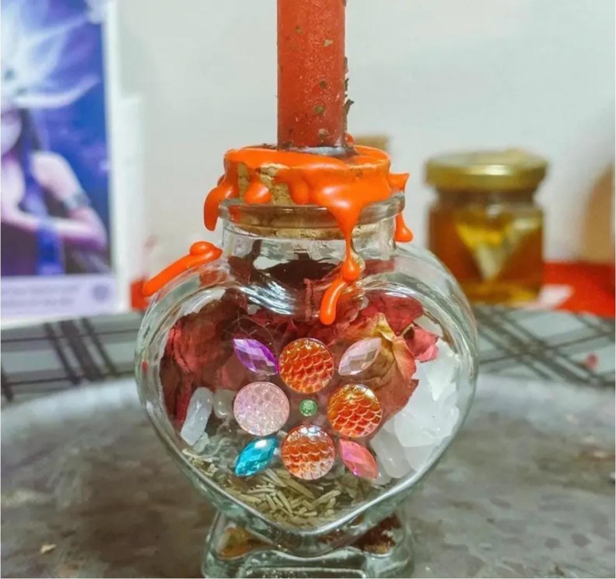 Heart Love Spell Jar: Handmade Crystal & Herb Intention Charm - Etsy