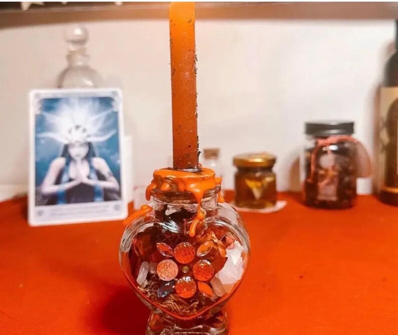 Heart Love Spell Jar: Handmade Crystal & Herb Intention Charm - Etsy