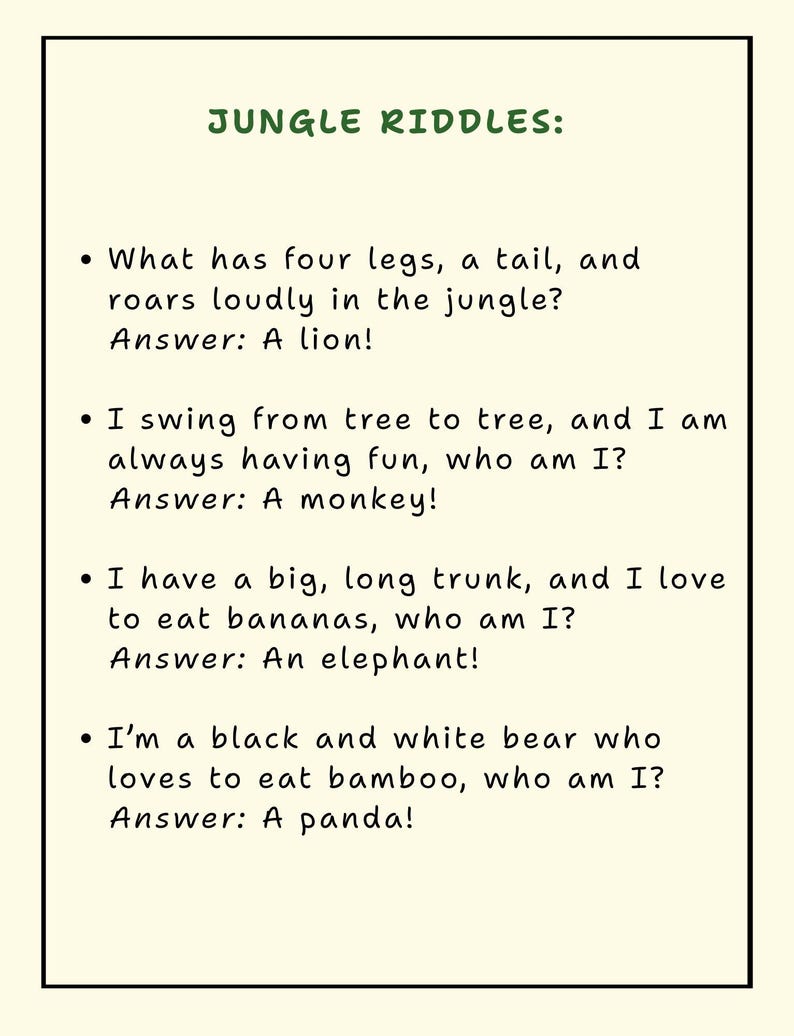 Jungle Animals Coloring Book – Printable PDF for Kids Ages 3–7 - Etsy