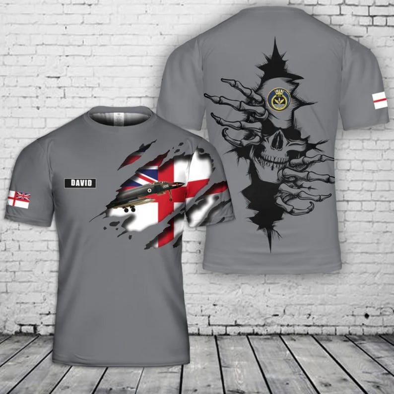 RAF Skull Shirt: Fighter Jet Union Jack - British Military Veteran Tee ...