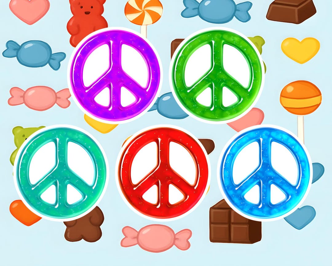 Gummy Peace Symbol- Photos Adhesive- Party Stickers - Etsy