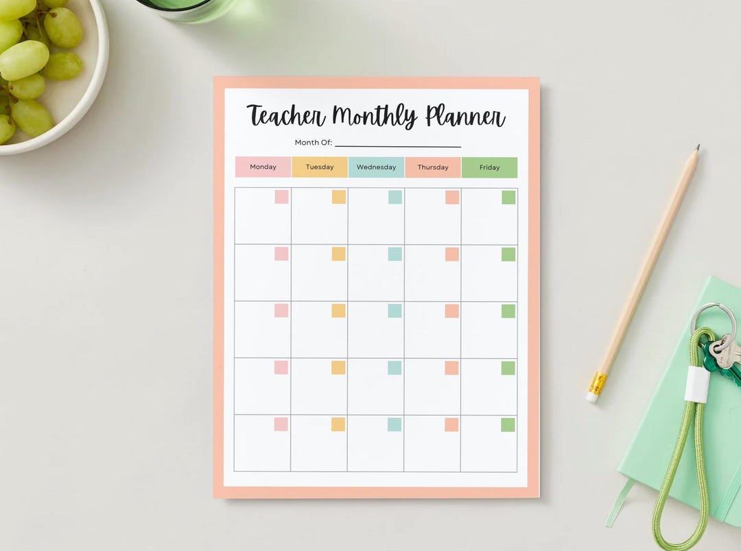 Printable Teacher Monthly Planner | Editable PDF | Minimal Classroom ...