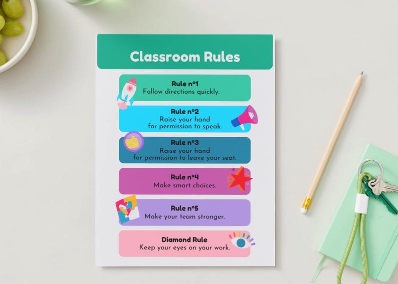 Printable Classroom Rules Poster for Kids | Fun & Colorful Classroom ...