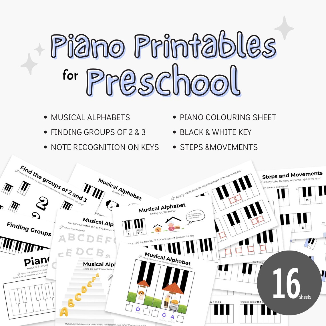 Preschool Piano Worksheet: Music Learning Activities (PDF Downloadable ...