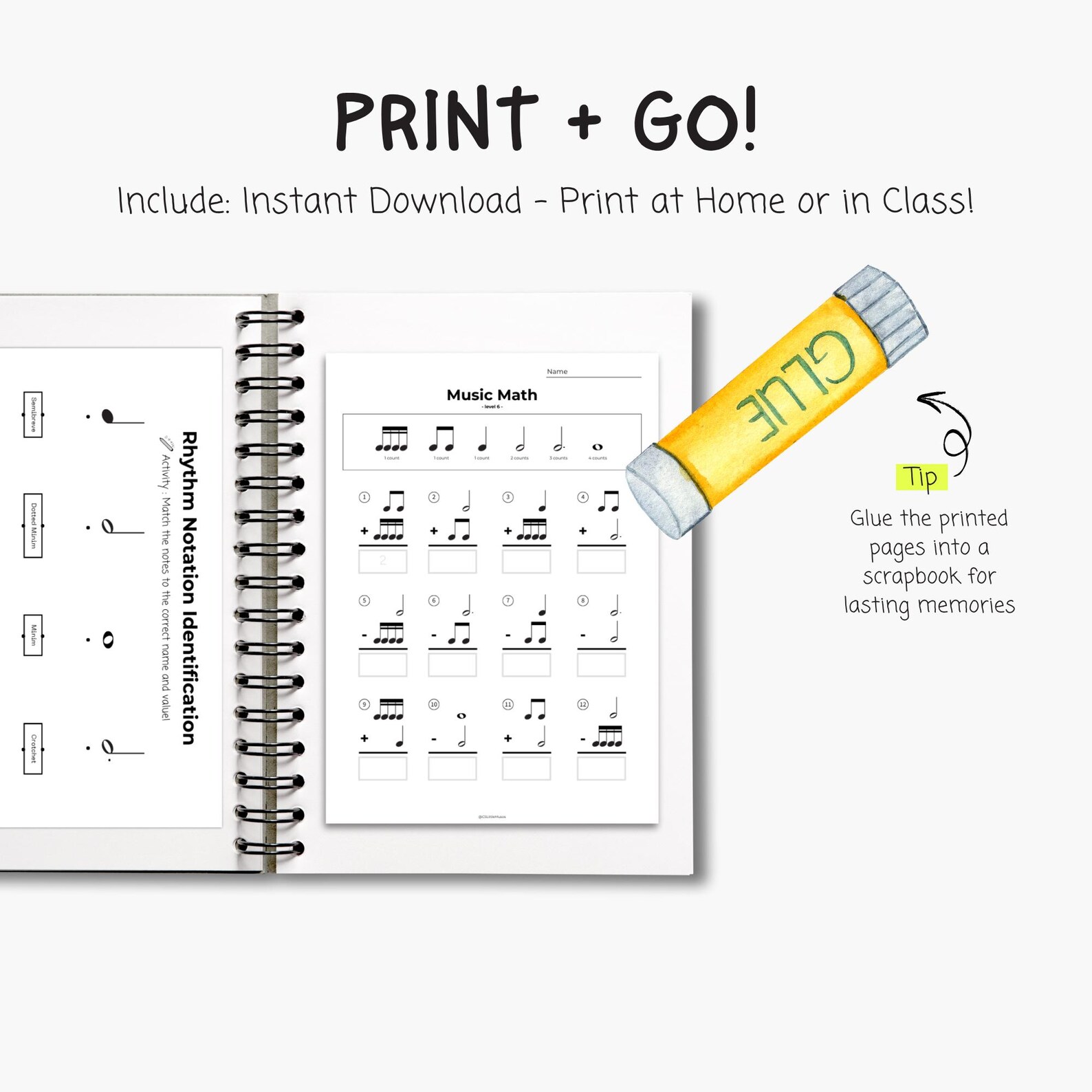 Music Math Rhythm Worksheets: Beginner Note Value Practice (printable ...
