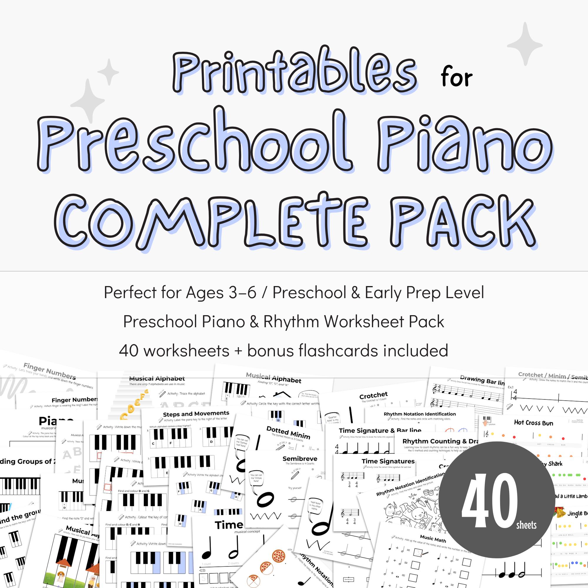 Preschool Piano Worksheets: Music Activities, Flashcards (ages 3-6 ...