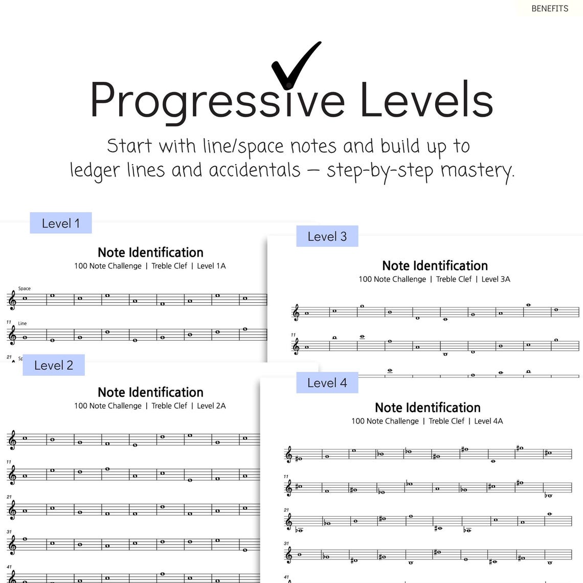 Music Theory Worksheets: Treble, Bass Clef Note Identification (PDF ...