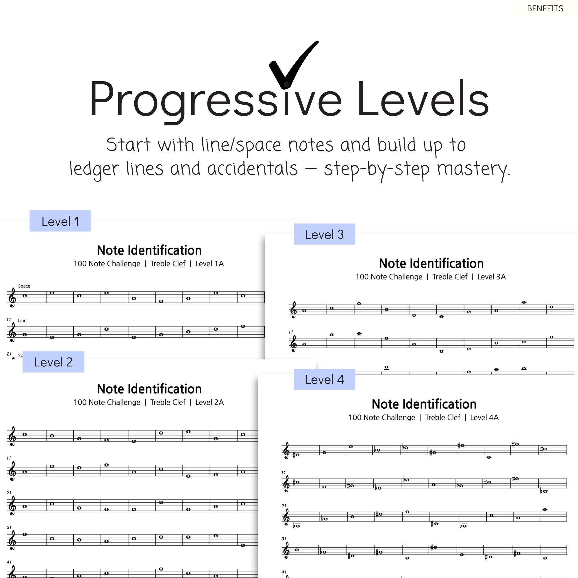 Music Theory Worksheets: Treble, Bass Clef Note Identification (PDF ...