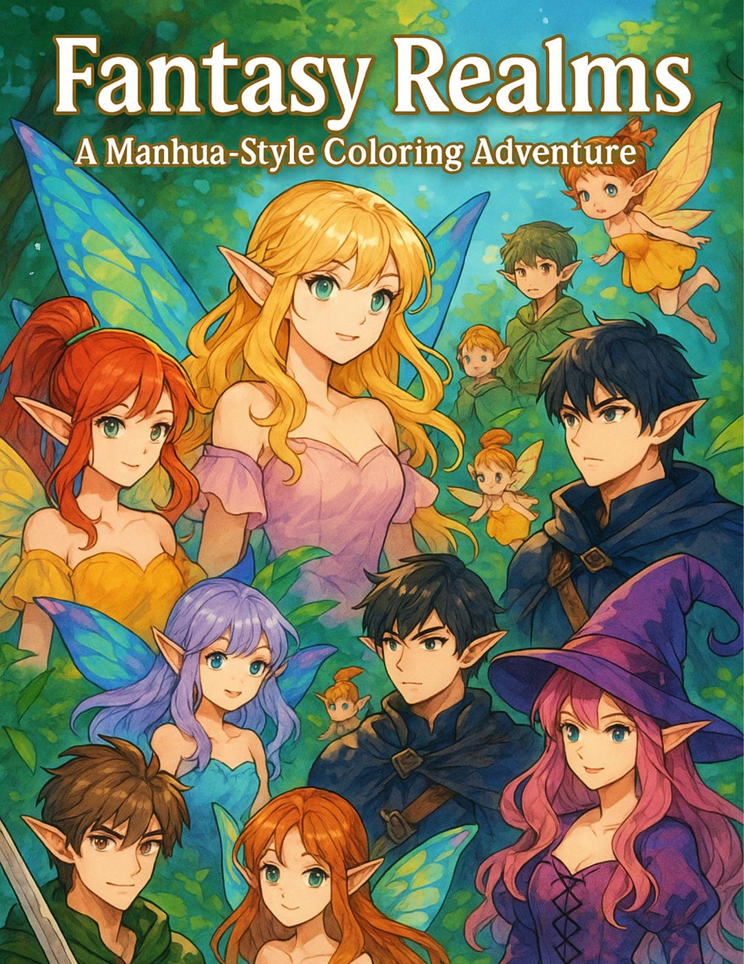 Fantasy Realms | Printable Manhua-style Fantasy Coloring Book for ...