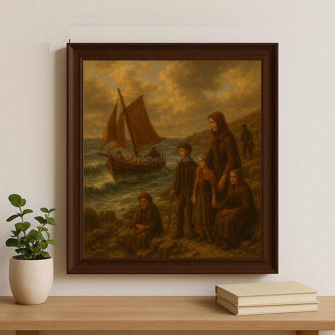 Irish Boat Scene Oil Painting – Celtic Coastal Art Print (digital ...