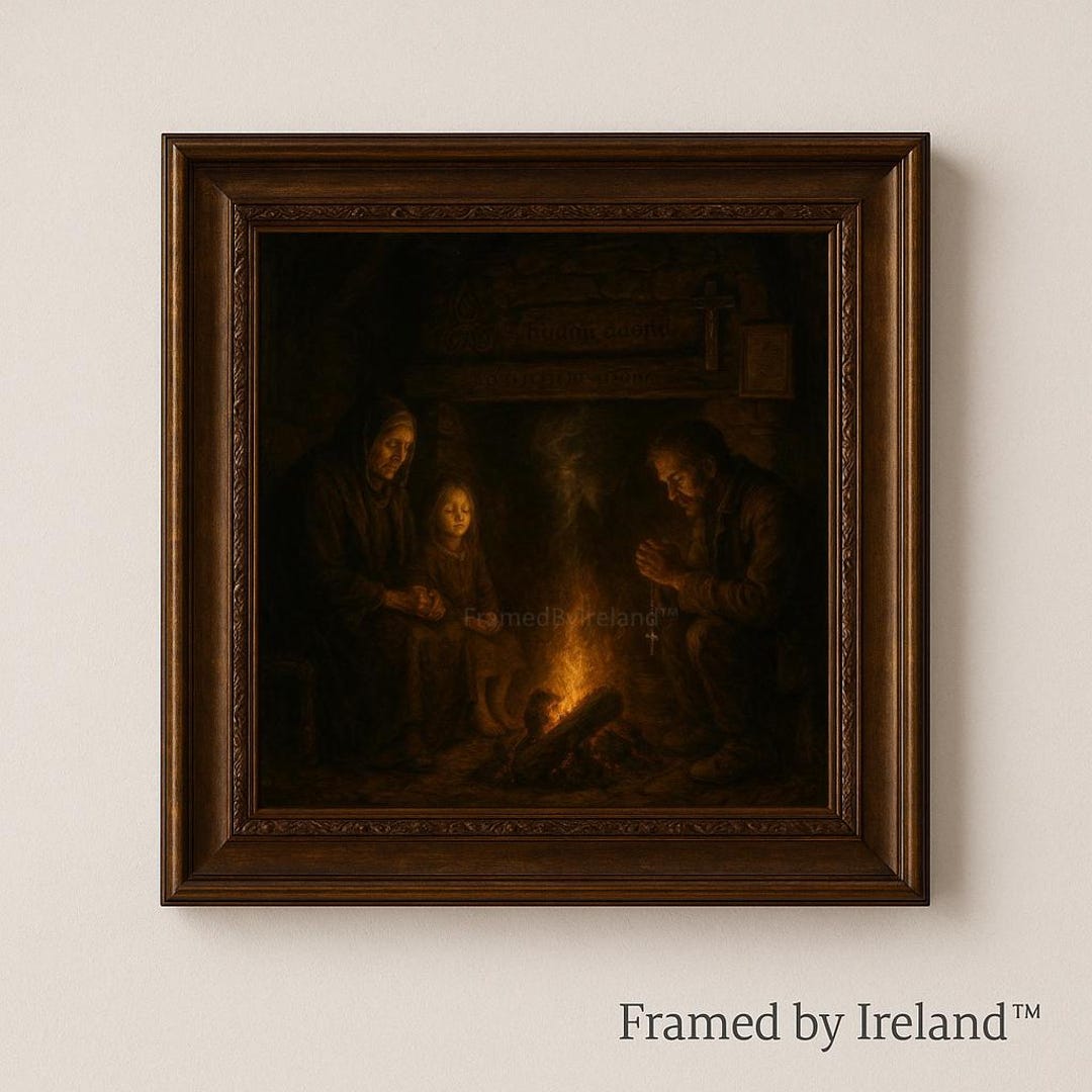 The Holy Turf Fire – Irish Cottage Prayer Art | Famine Family Hearth ...