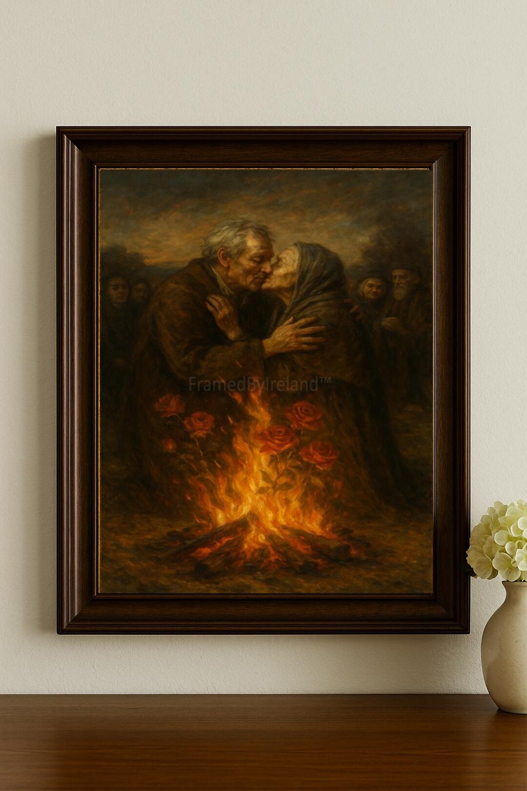 Irish Folklore Art Print – Romantic Old Couple, Bonfire Roses (digital ...