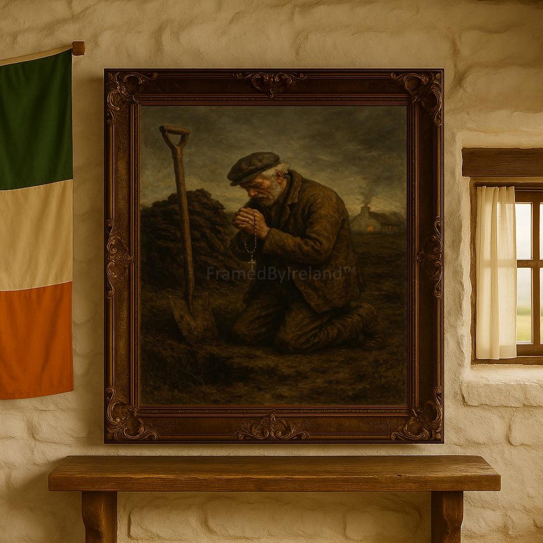 Irish Bog Worker Painting – Catholic Peatland Art, Rural Ireland ...