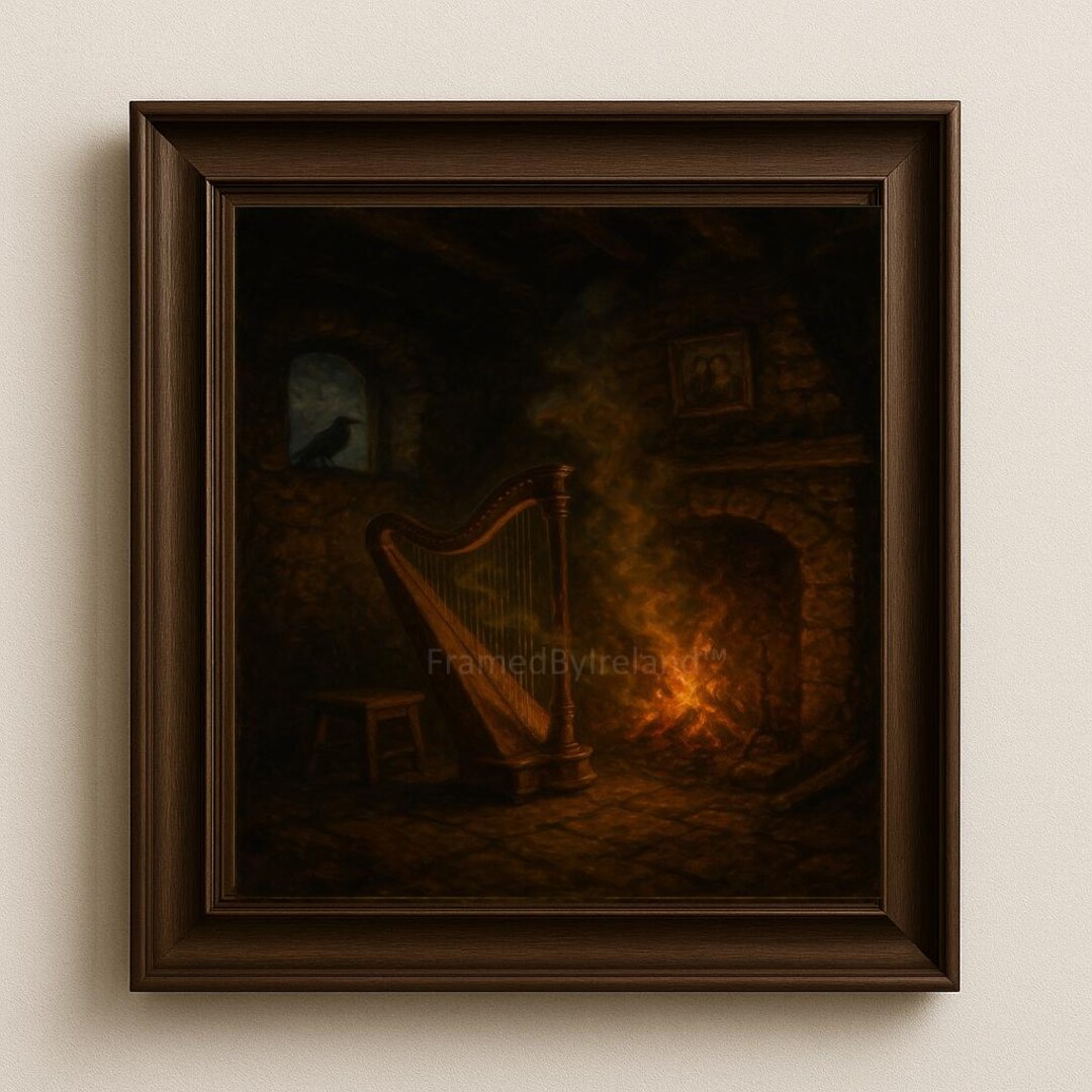 Haunted Irish Harp Art Print | Celtic Ghost Cottage (digital Download ...