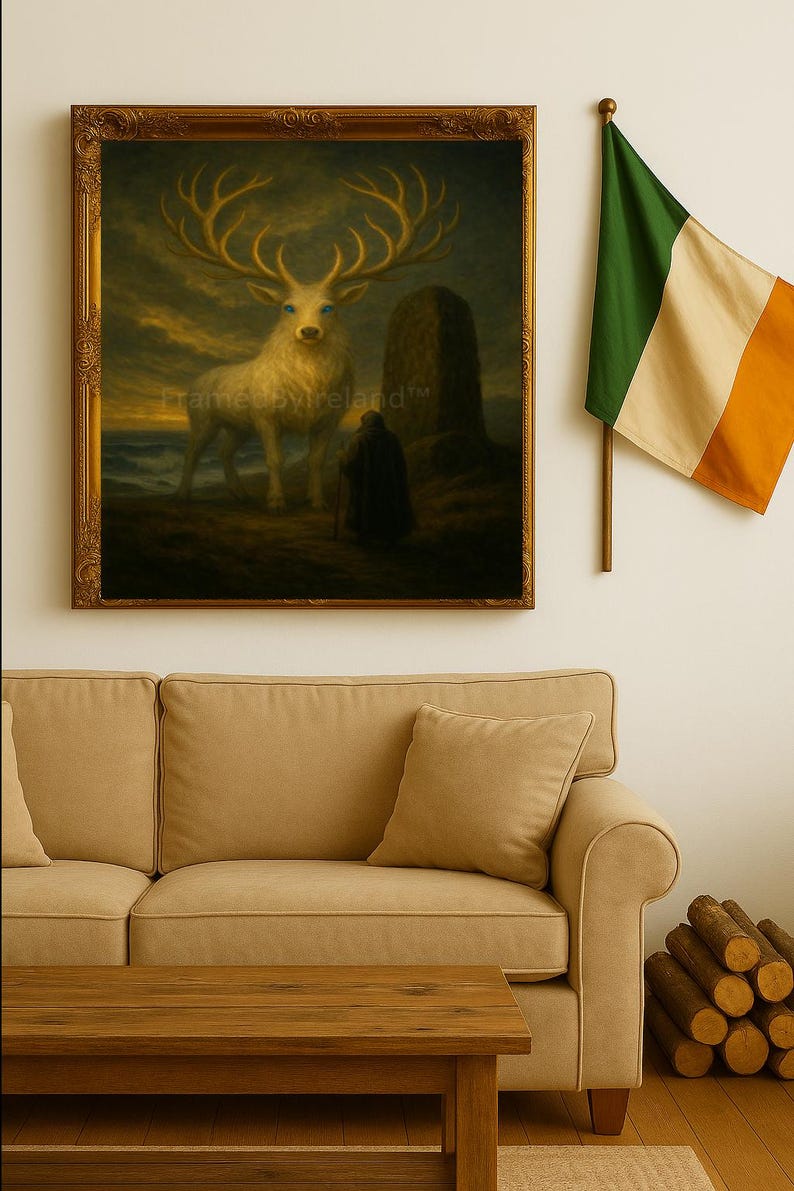 White Stag Print – Irish Celtic Myth, Druidic Vision Beast (digital ...