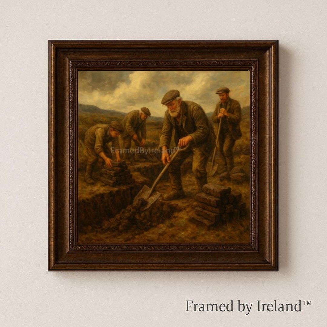 Irish Turf Cutting Oil Painting – Connemara Landscape Art (digital ...