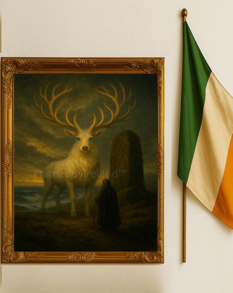 White Stag Print – Irish Celtic Myth, Druidic Vision Beast (digital ...