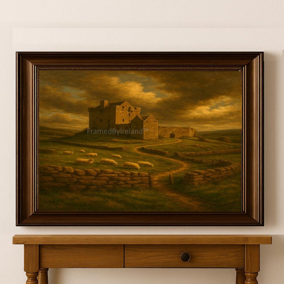 Irish Castle & Sheep Oil Painting – Kerry Landscape Art Print (digital ...
