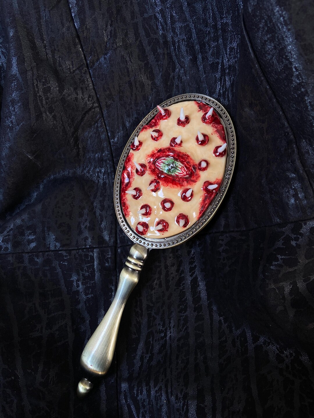 Handheld Mirror: Handmade Creepy Clay Art Mirror Gothic Horror Vanity ...