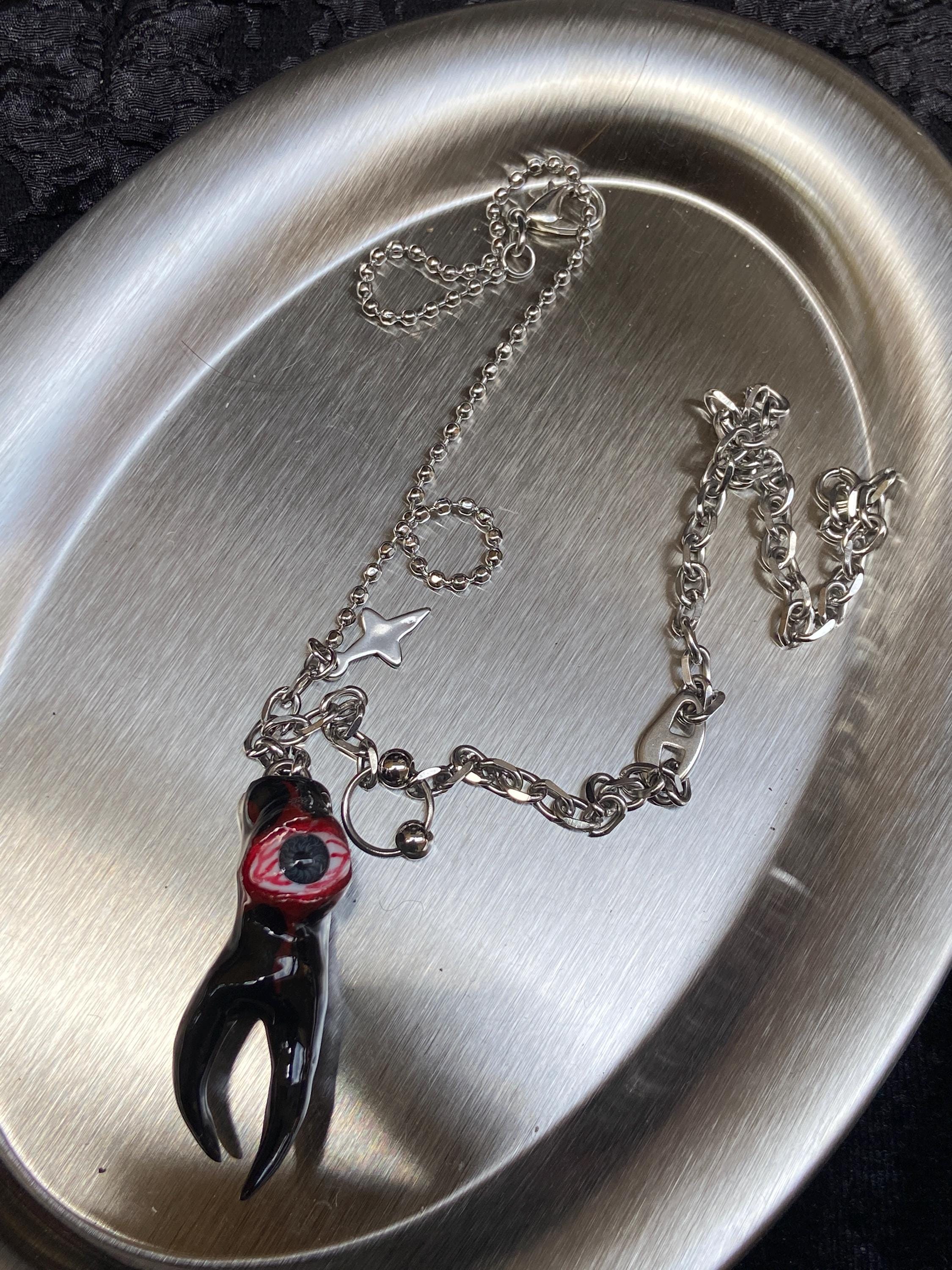 Gothic Tooth Pendant: Handmade Polymer Clay Necklace, Crimson Whisper ...