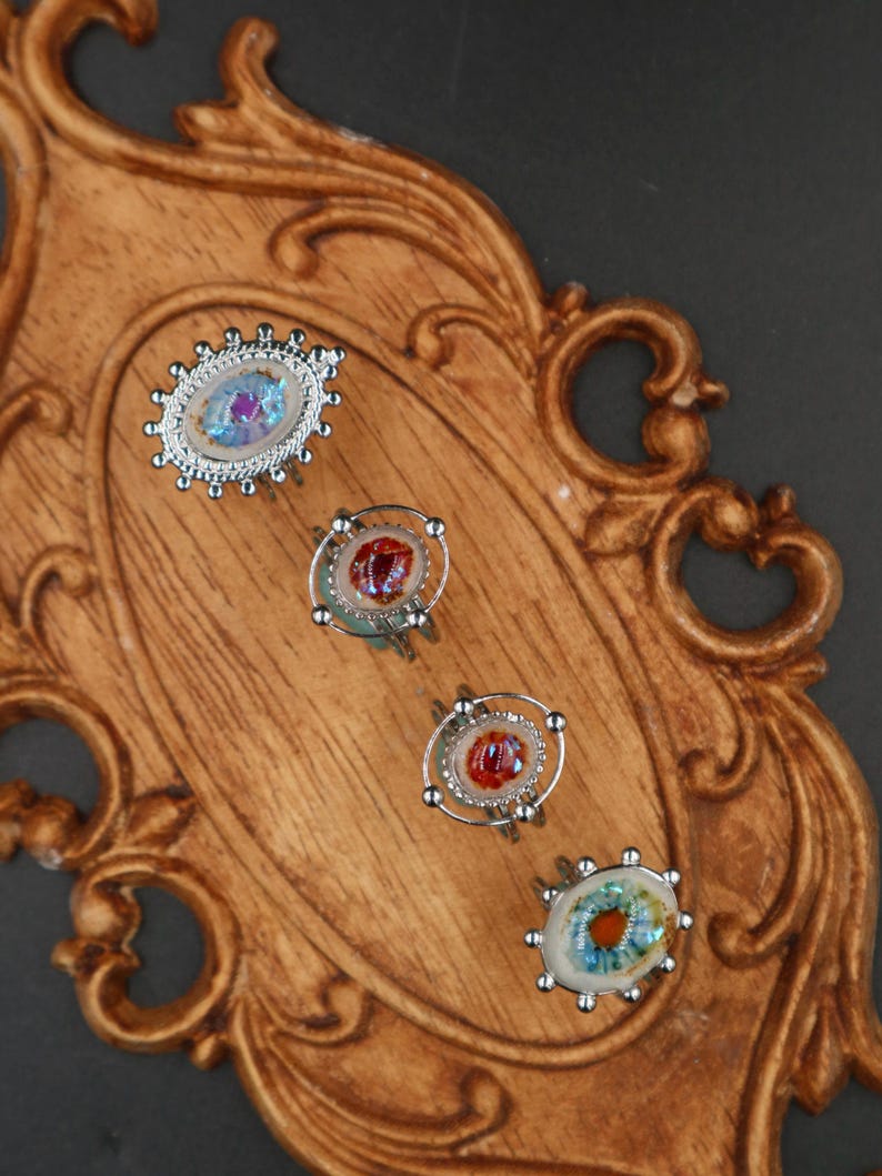 Handmade Baroque Style Exaggerated Ring, Hand-painted Pattern，porcelain ...