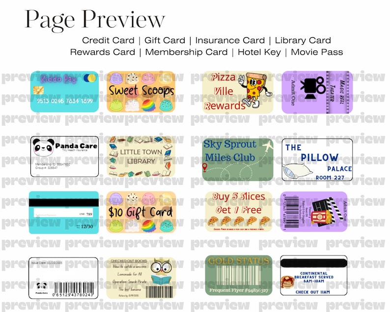 Pretend Play Wallet Cards – Printable Kids Credit Card Set (PDF) - Etsy
