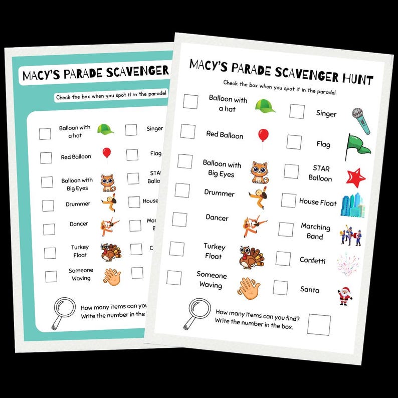 Thanksgiving Parade Scavenger Hunt Printable | Macy’s Parade Activity ...