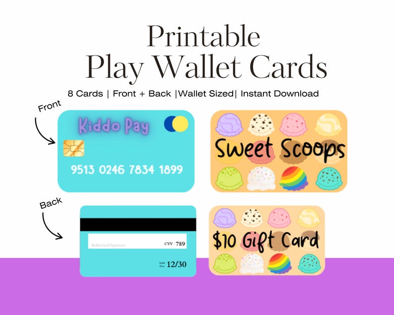 Pretend Play Wallet Cards – Printable Kids Credit Card Set (PDF) - Etsy