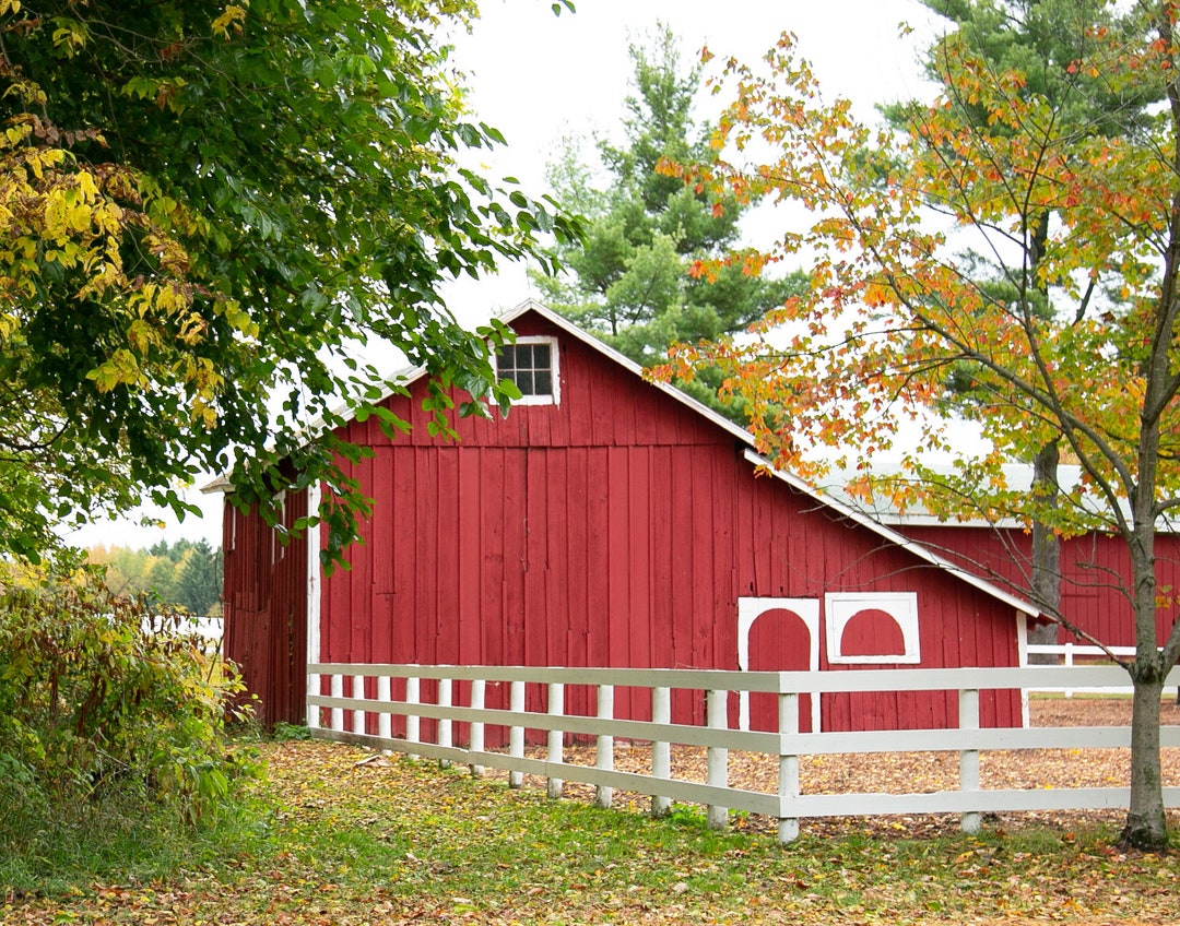 Red Barn Photo, Autumn Color Country Print, Fall Wall Art, Country Art ...