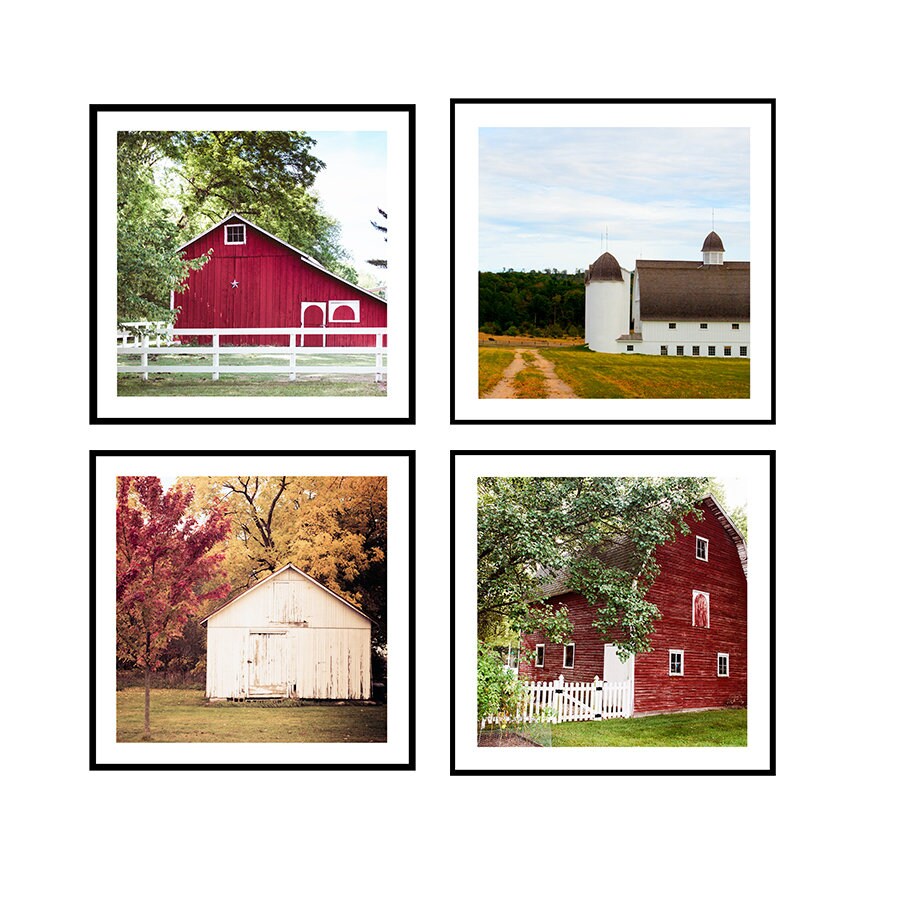 Barn Photo Set Red barn print White Barn print Country Home | Etsy