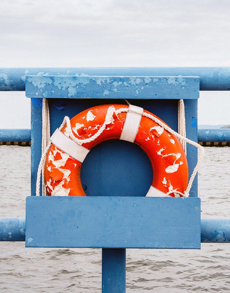 Life Preserver Photo, Coastal Home Decor, Beach Art Print, Nautical ...