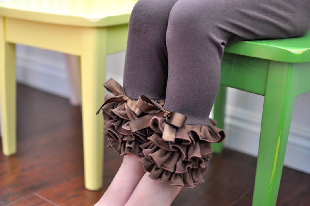 Chocolate Brown Leggings With Full Ruffles / Girls Leggings / Ruffle ...