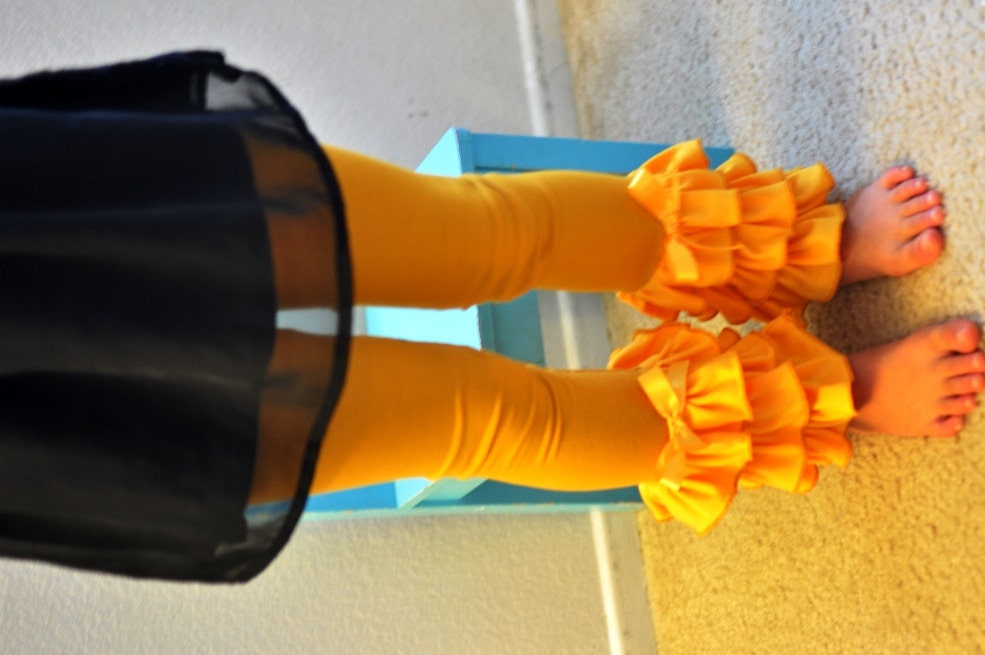 Mustard Yellow Leggings With Large Triple Ruffles / Girls - Etsy