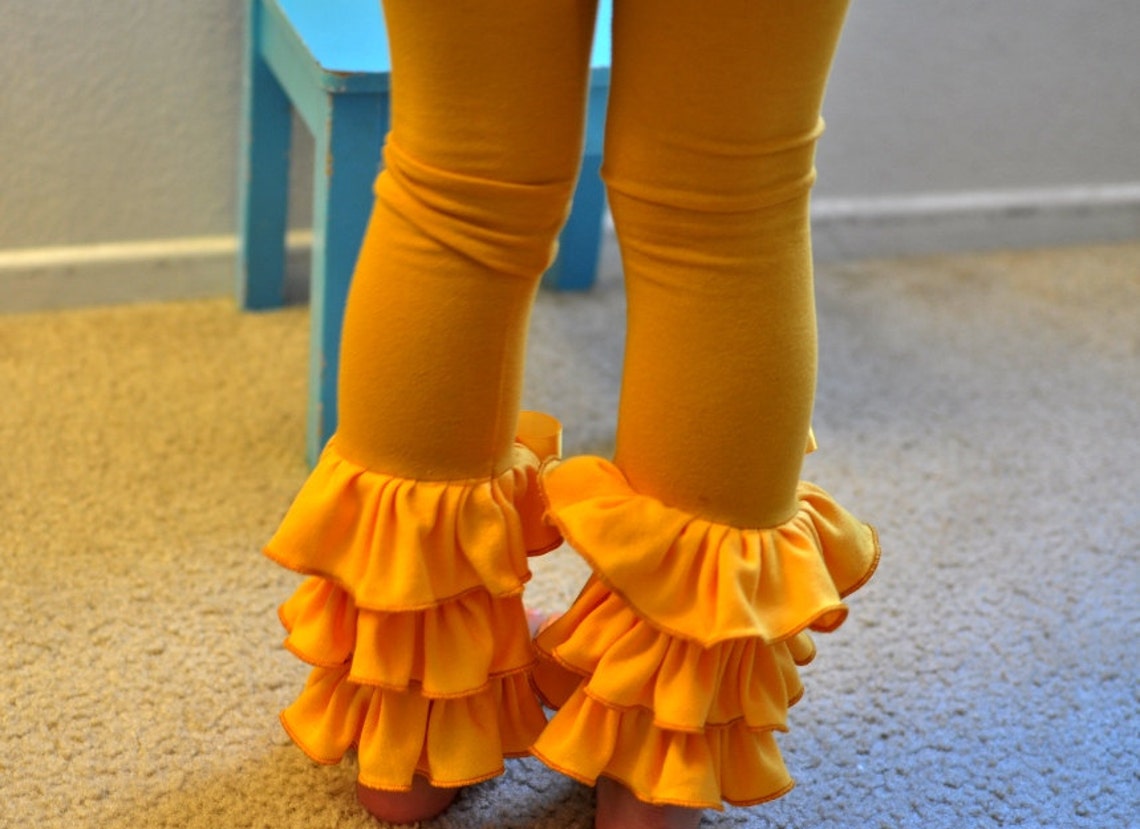 Mustard Yellow Leggings With Large Triple Ruffles / Girls - Etsy
