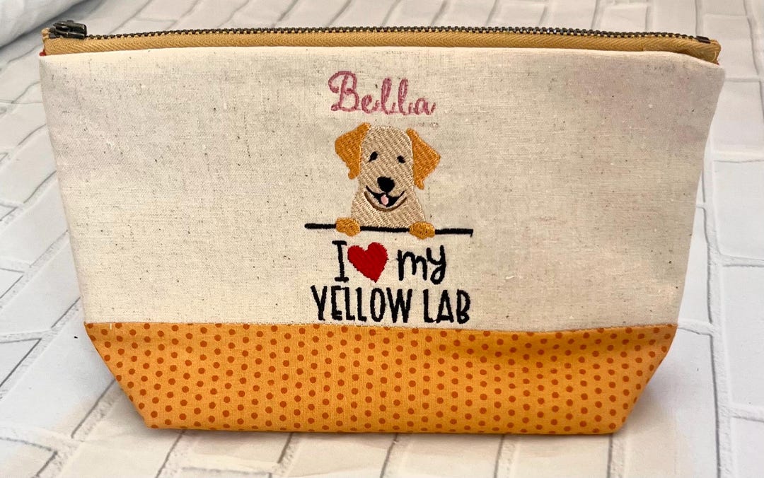 Personalized I Love My Yellow Lab Pouch With Pocket / Multipurpose ...
