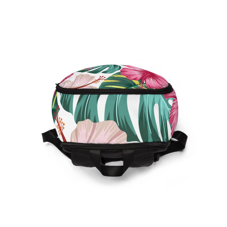 Pink Tropical Backpack, Hibiscus Flower Teen Bookbag, Cute Girls School ...