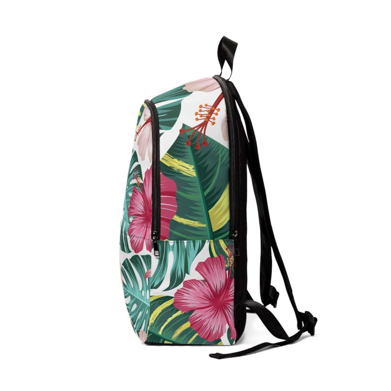 Pink Tropical Backpack, Hibiscus Flower Teen Bookbag, Cute Girls School ...
