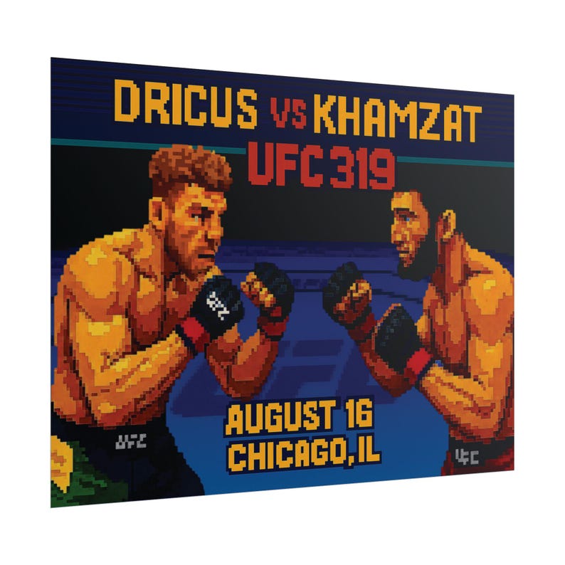 UFC 319 Poster – Dricus Vs Khamzat | Retro 16-bit Pixel Art | MMA Fight ...