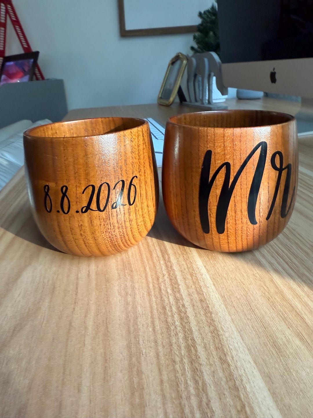 Custom Wooden Bourbon and Wine Cups – Personalized Mr. & Mrs. Wedding ...